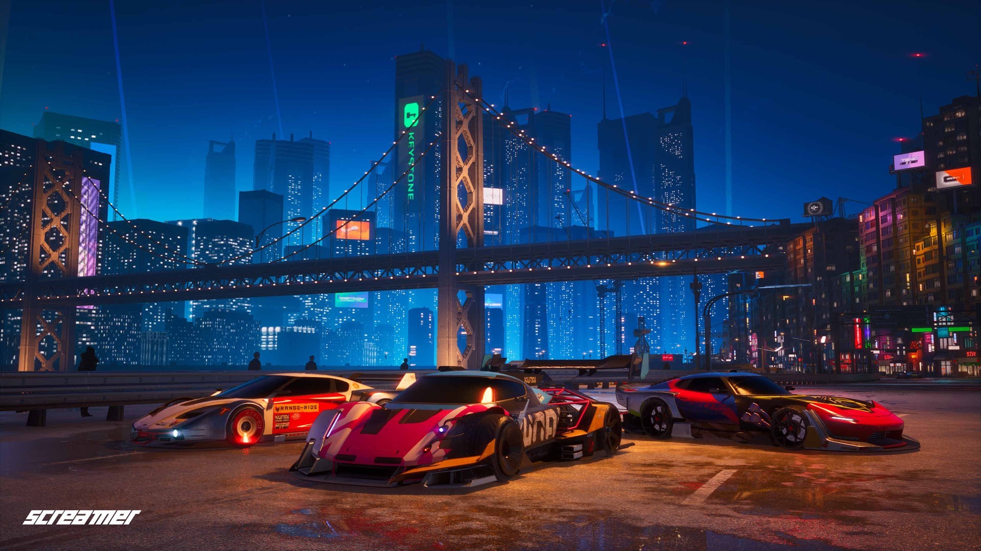 Arcade’owa ścigałka Screamer przedstawia bohaterów w stylu anime ...